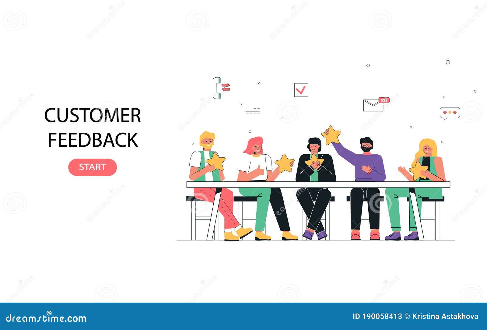The Concept of Client Feedback. People Sit at the Table, Discuss and ...