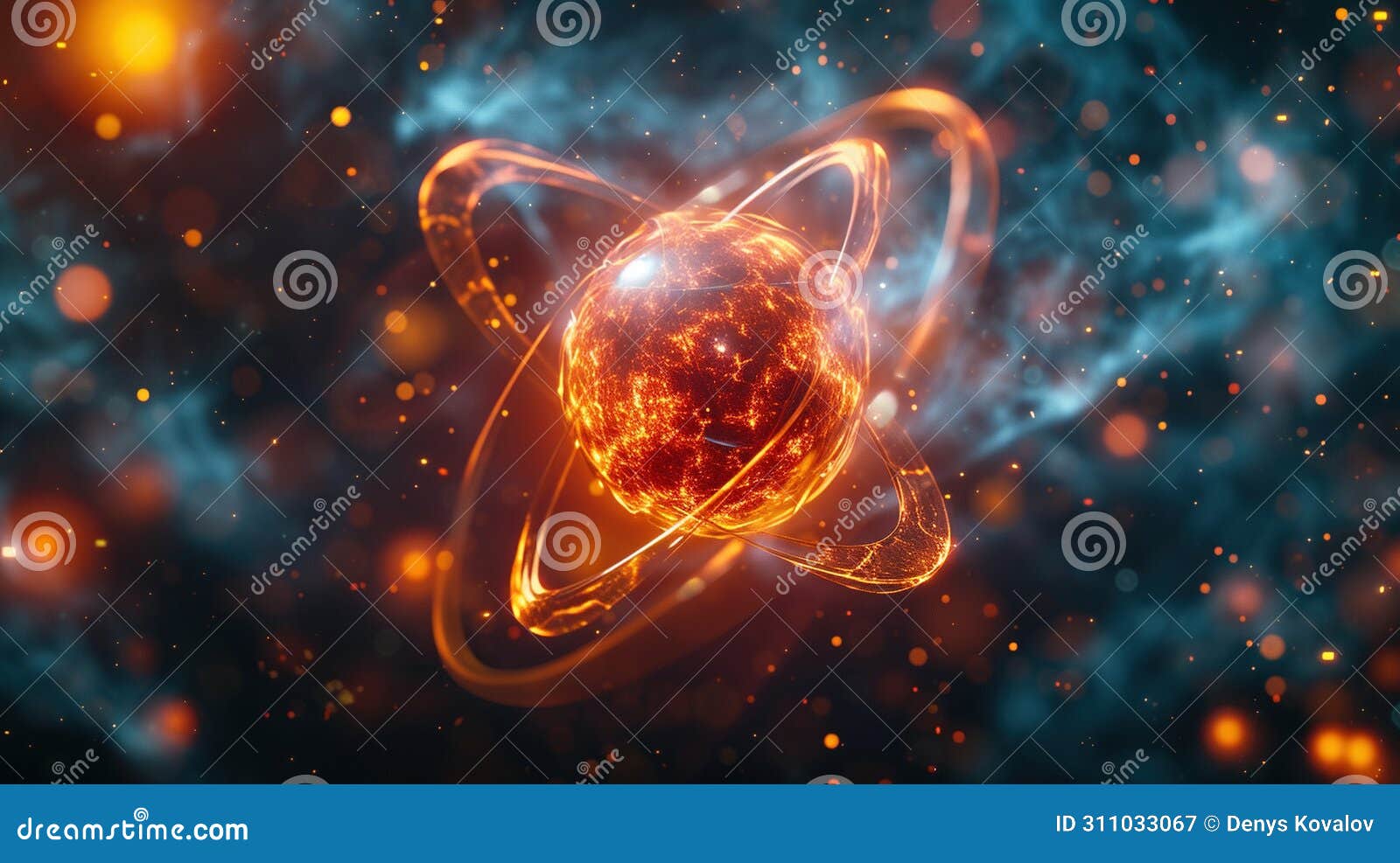 Concept of a Close-up Image of an Atom Model for Nuclear Energy. Sci-fi ...
