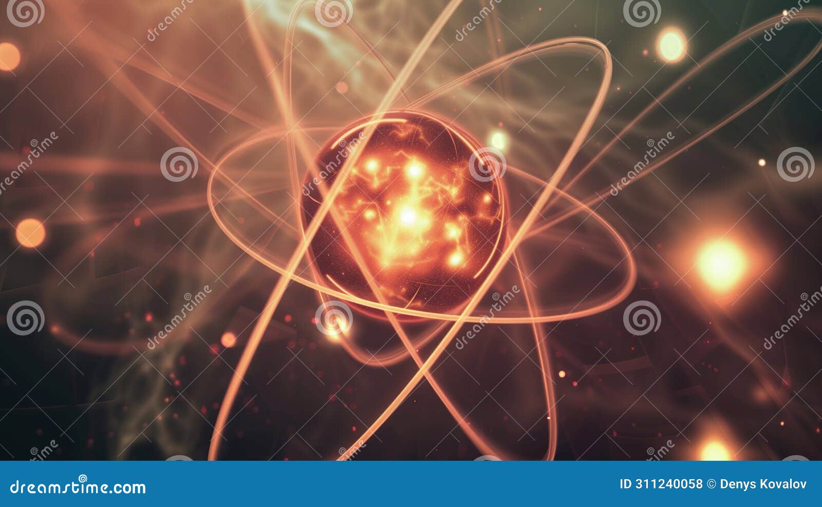 Concept of a Close-up Image of an Atom Model for Nuclear Energy. Sci-fi ...