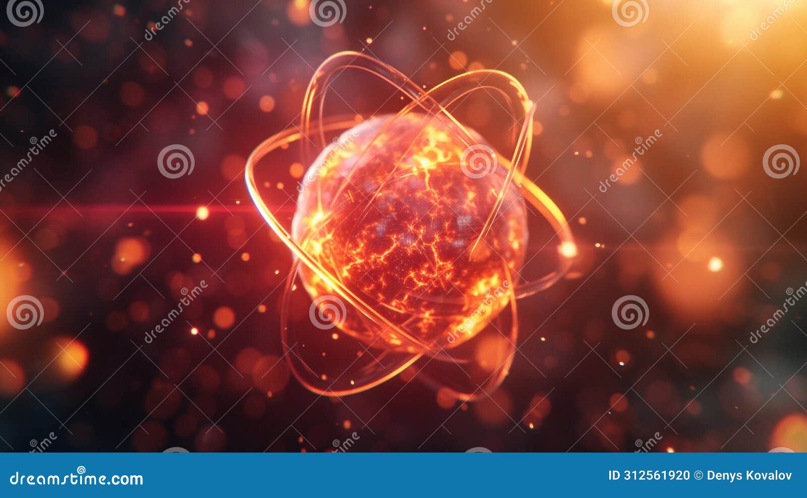 Concept of a Close-up Image of an Atom Model for Nuclear Energy. Sci-fi ...