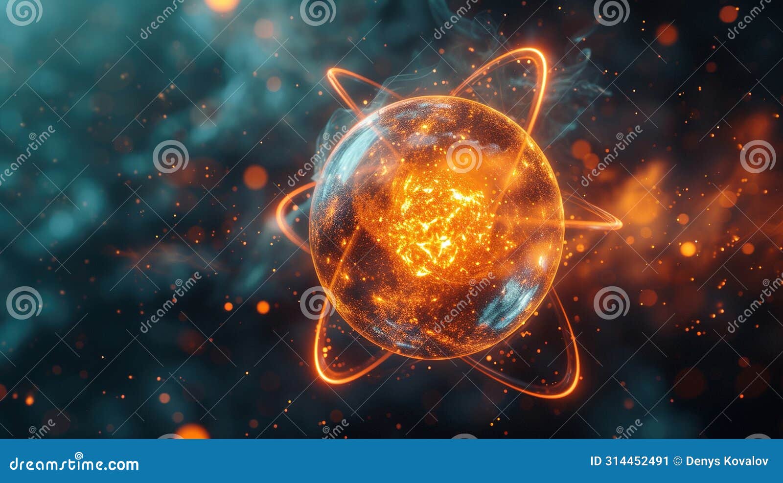 Concept of a Close-up Image of an Atom Model for Nuclear Energy. Sci-fi ...