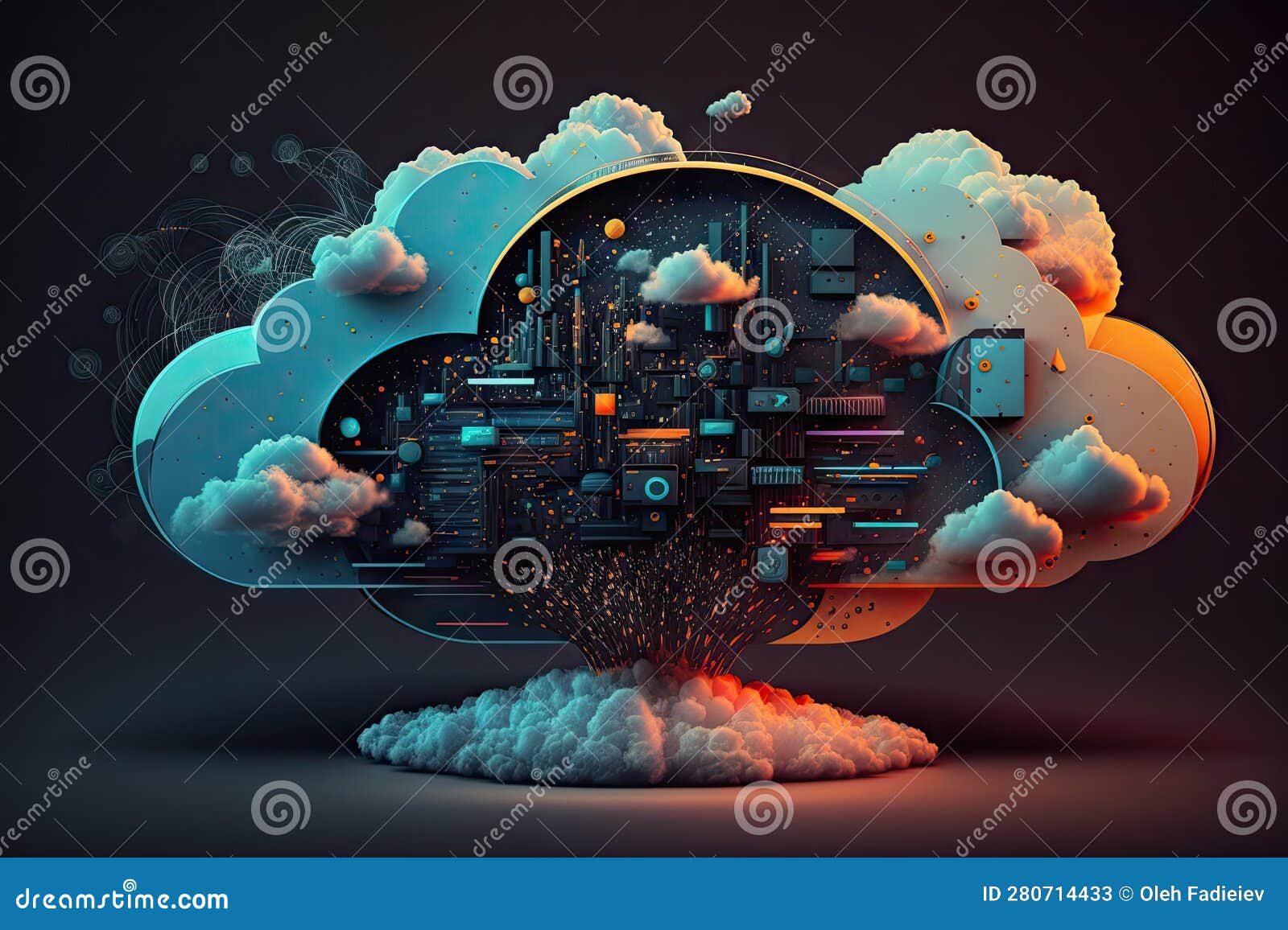 The Concept of Cloud Computing that Grows Out of the Clouds Stock ...