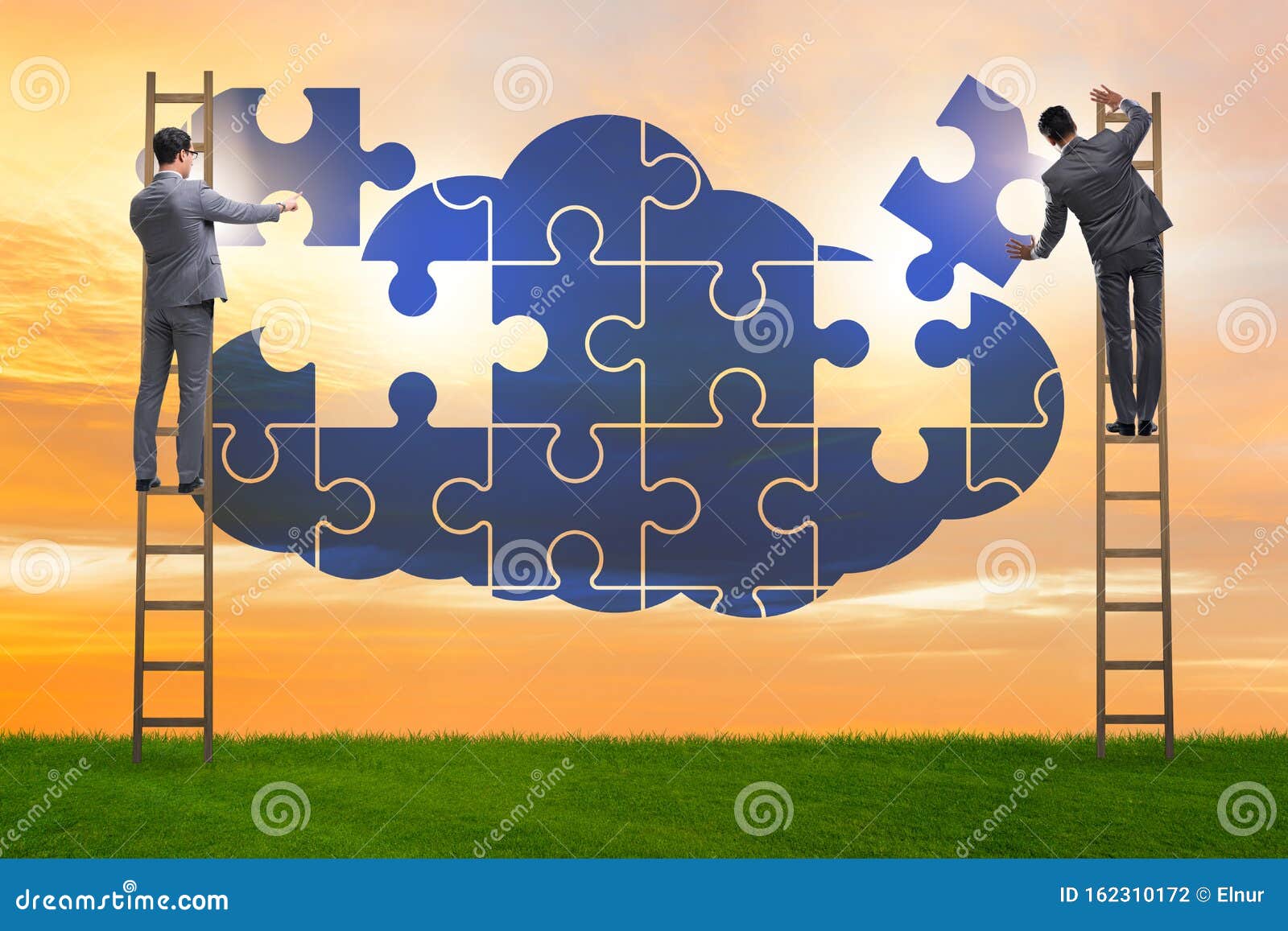Concept of Cloud Computing with Jigsaw Puzzle Stock Photo - Image of ...