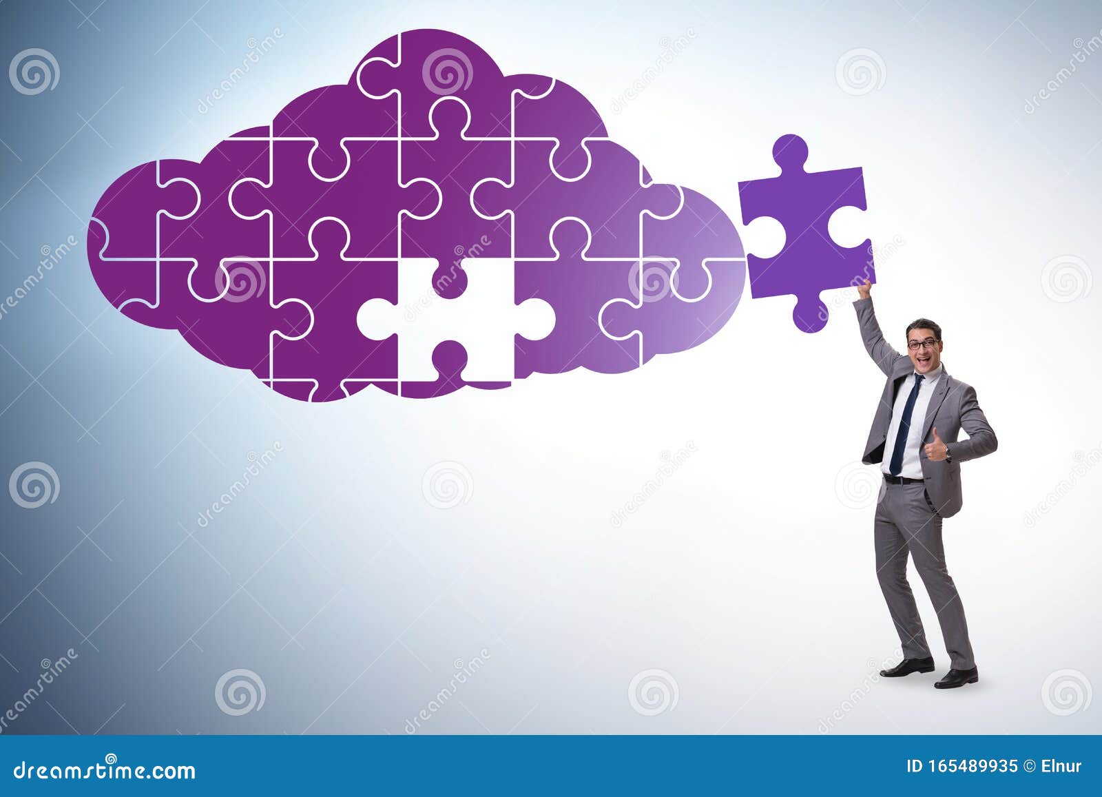 Concept of Cloud Computing with Jigsaw Puzzle Stock Image - Image of ...