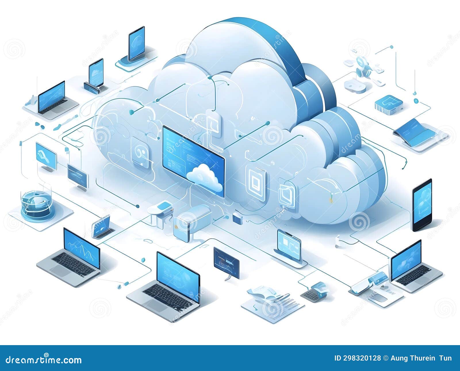 The Power and Potential of Remote Data Storage Stock Illustration ...