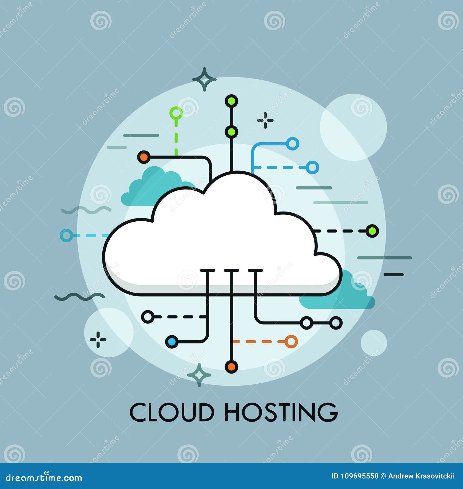 Concept of Cloud Computing Service or Technology, Big Data Storage and Hosting, Online File ...