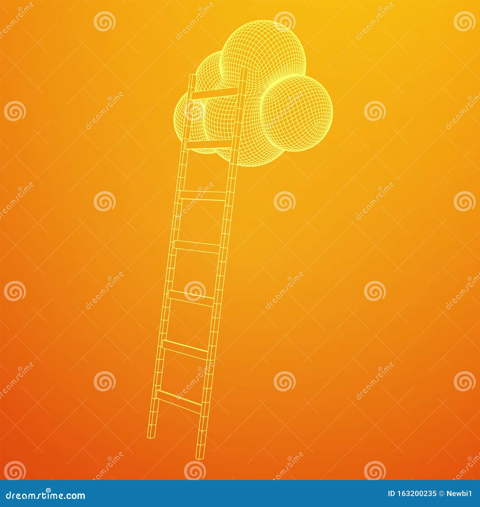 Concept of Cloud with Step Ladder Stock Vector - Illustration of ...