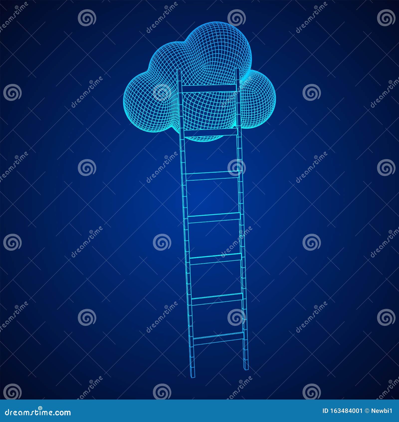 Concept of Cloud with Step Ladder Stock Vector - Illustration of ...