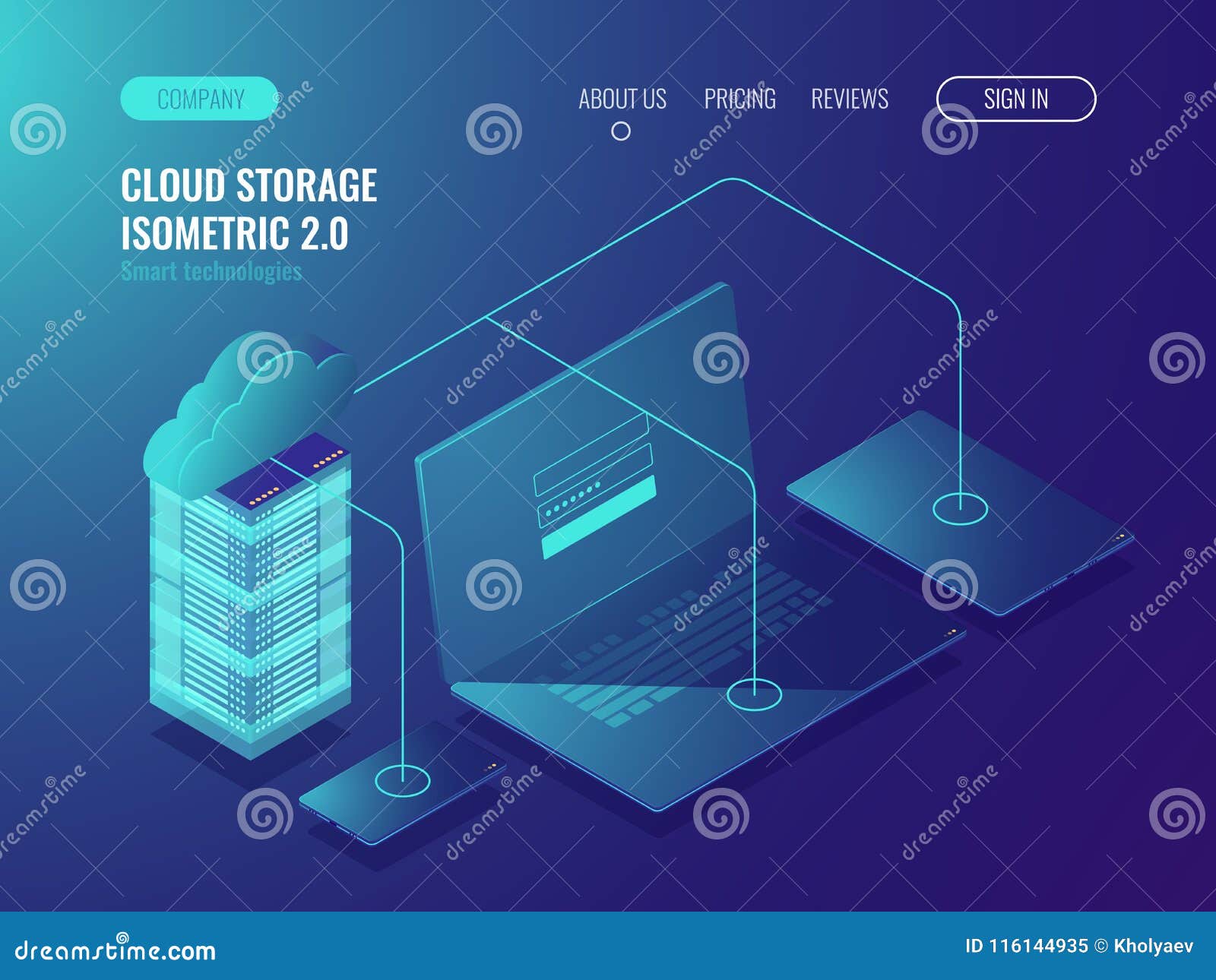 Concept of Cloud Storage, Data Transfer. Server Room, Big Data Center ...