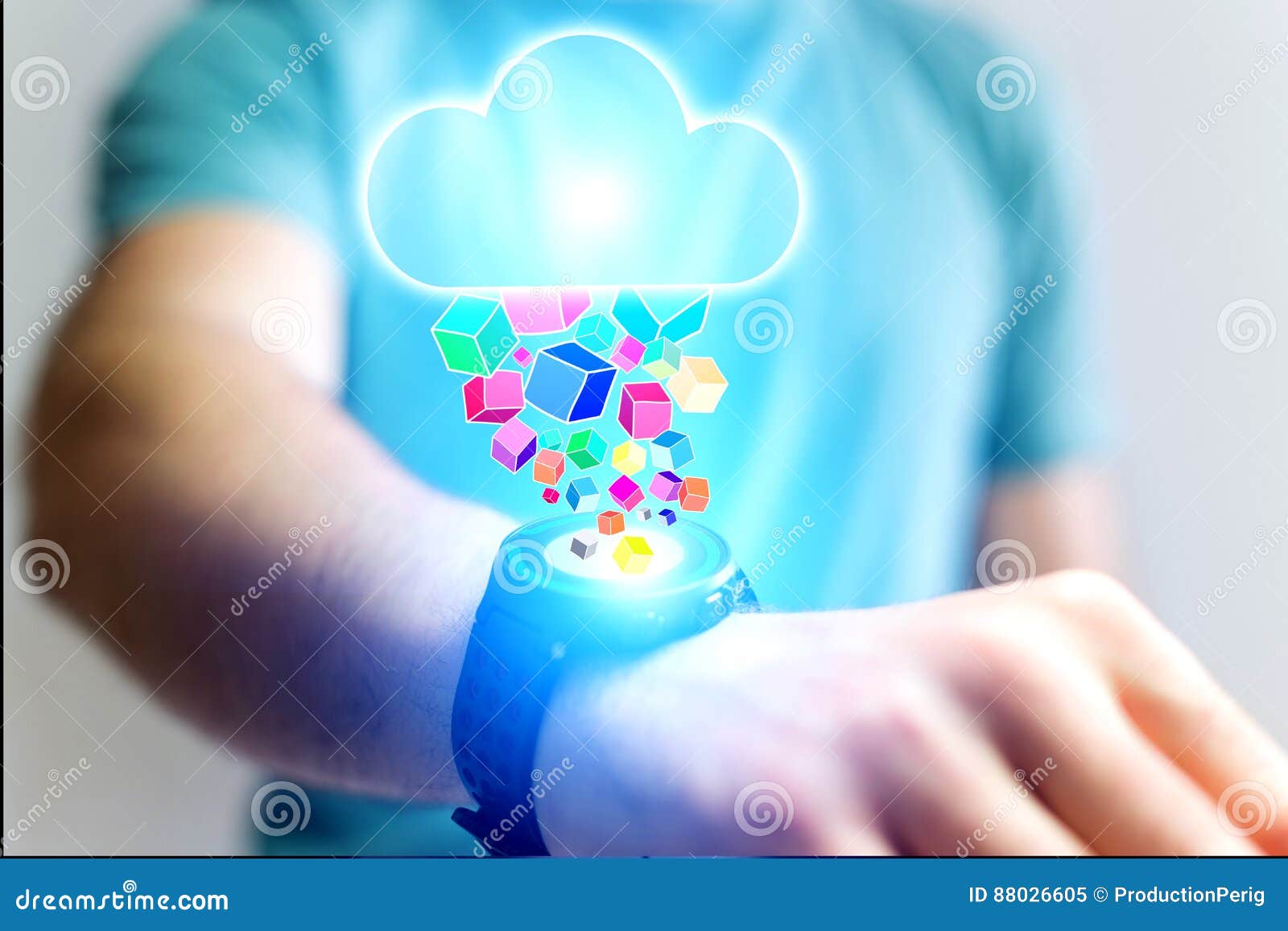 Concept of Cloud Storage Icon Flying Out a Smartphone - Technology Concept Stock Image - Image ...