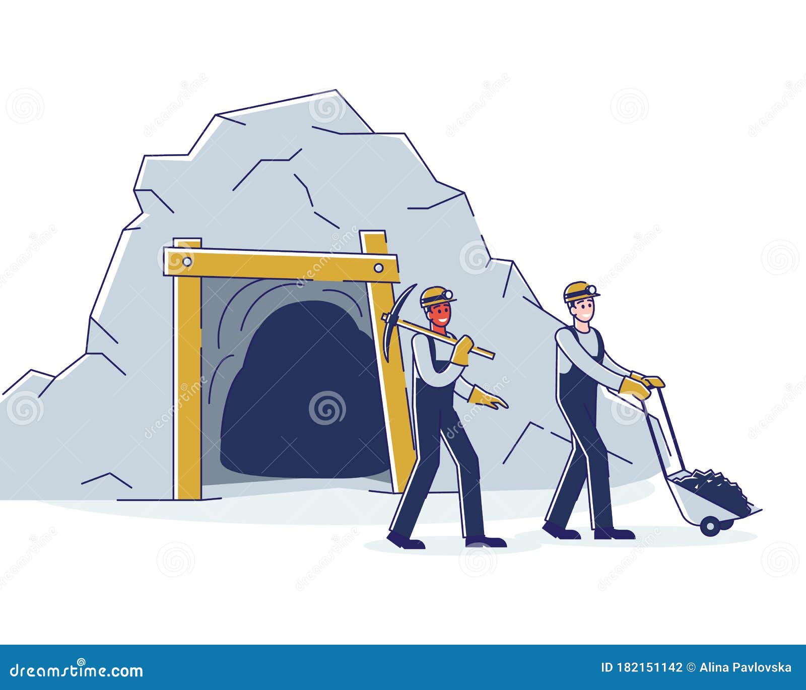 Concept Of Coal Mining, Extractor Industry. Miner Mine And Load Coal ...