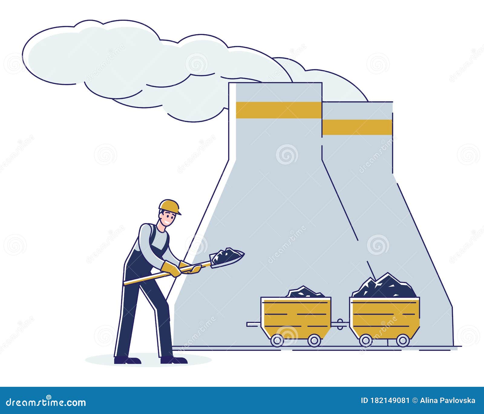 Concept of Coal Mining, Extractor Industry. Miner Mine and Load Coal ...