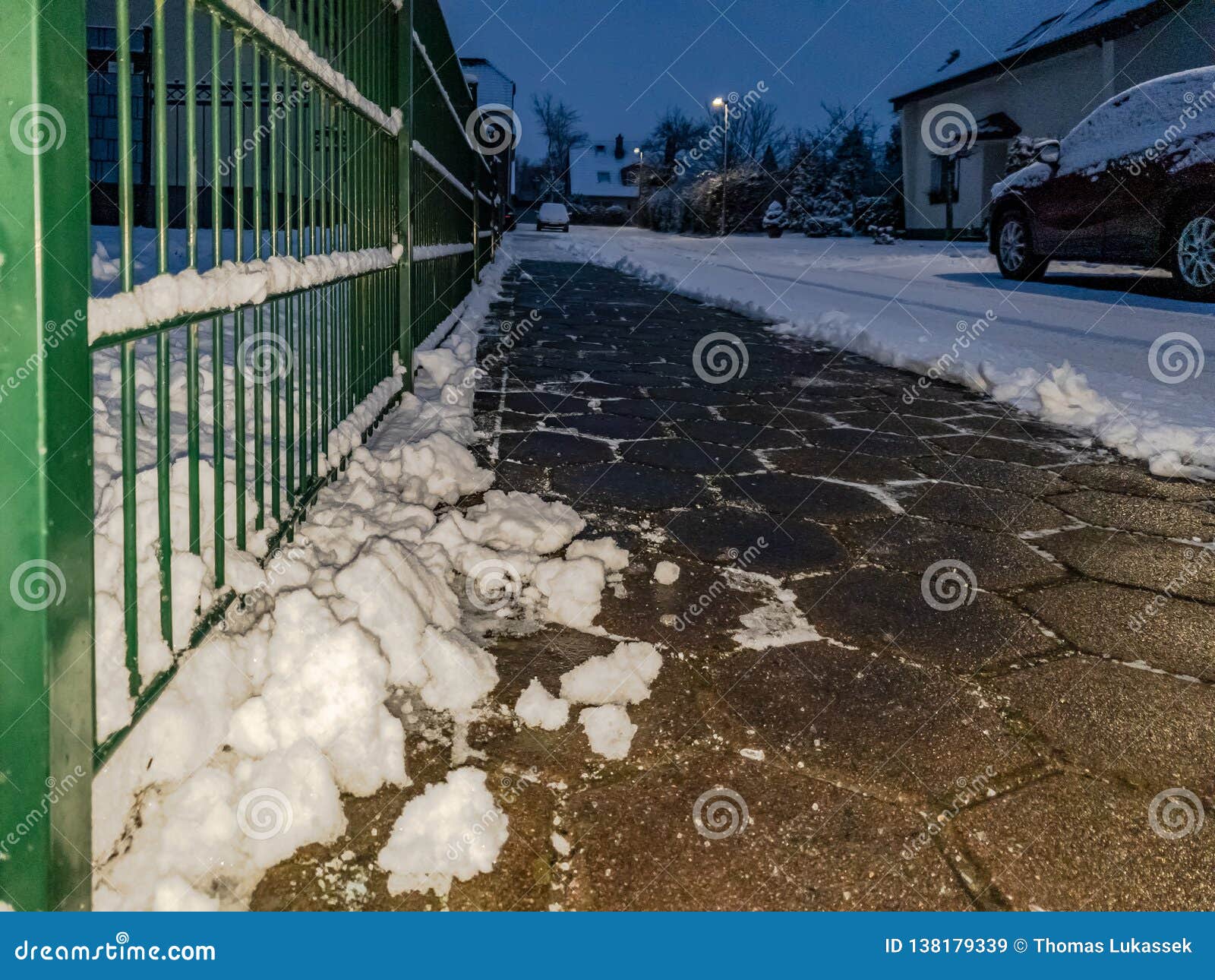 Concept of Cobblestone Pavement Cleared from the Snow Stock Image ...