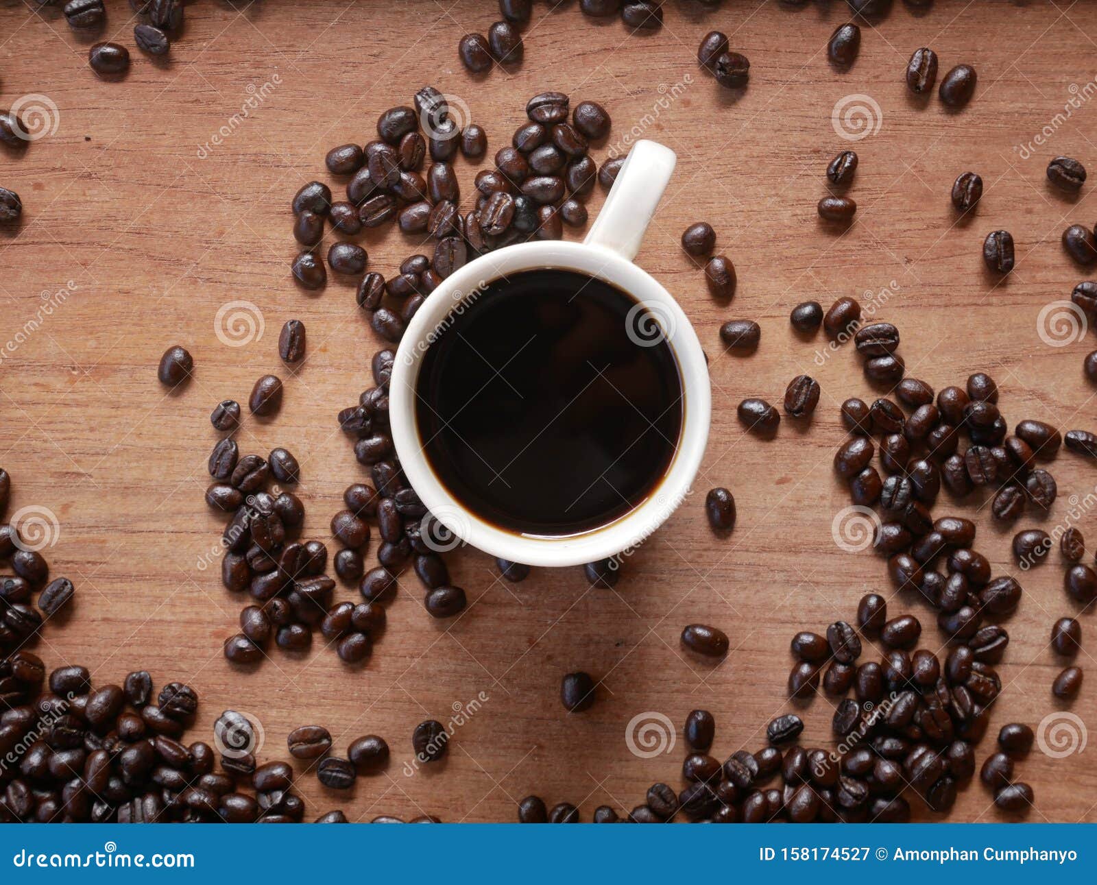 Concept Coffee Cup Background, Organic Coffee Seed Stock Image ...
