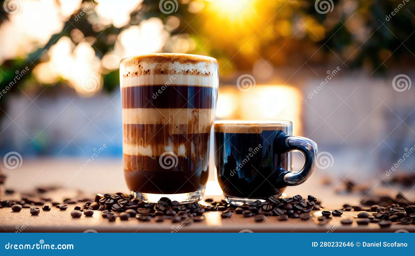 2 Coffees on Terrace in Sunny Afternoon. Generative AI Stock ...