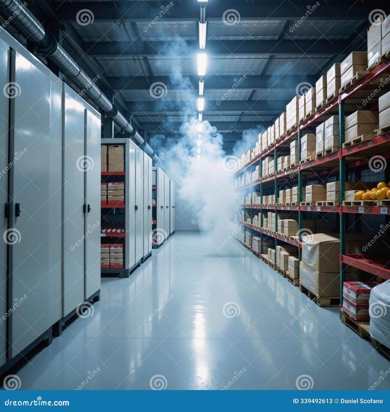 Cold Storage Area Featuring Mist and Fog for Visualizing ...
