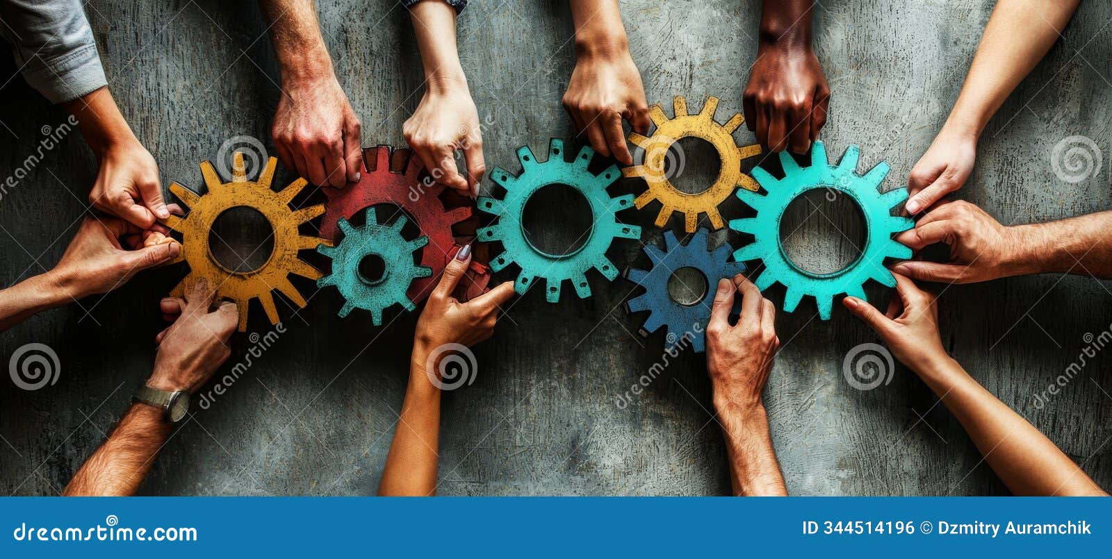 The Concept of Collaborative Teamwork is Illustrated by a Colorful Gear ...