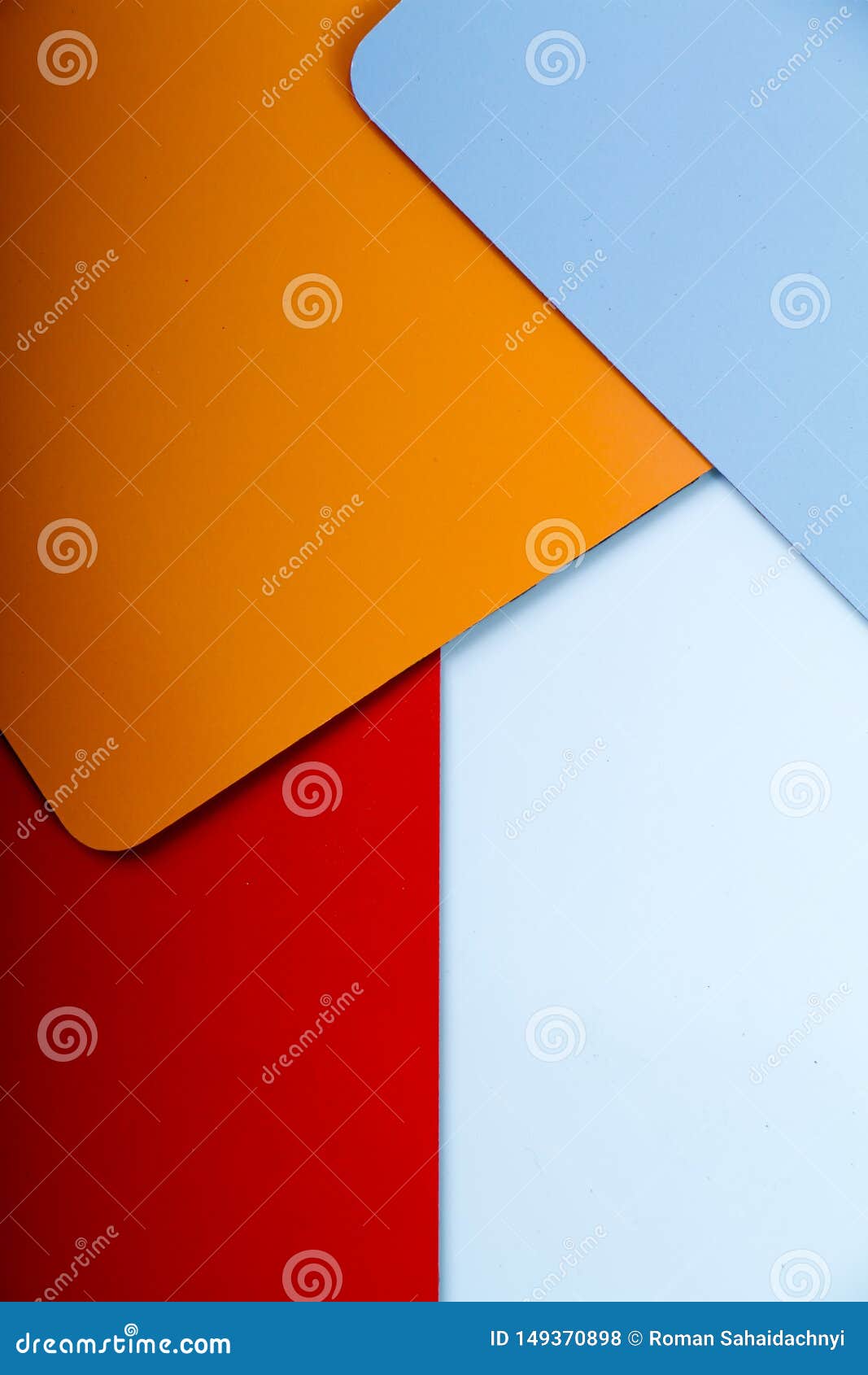 Concept of Color Cards on White Background Three Colors Red, Orange ...