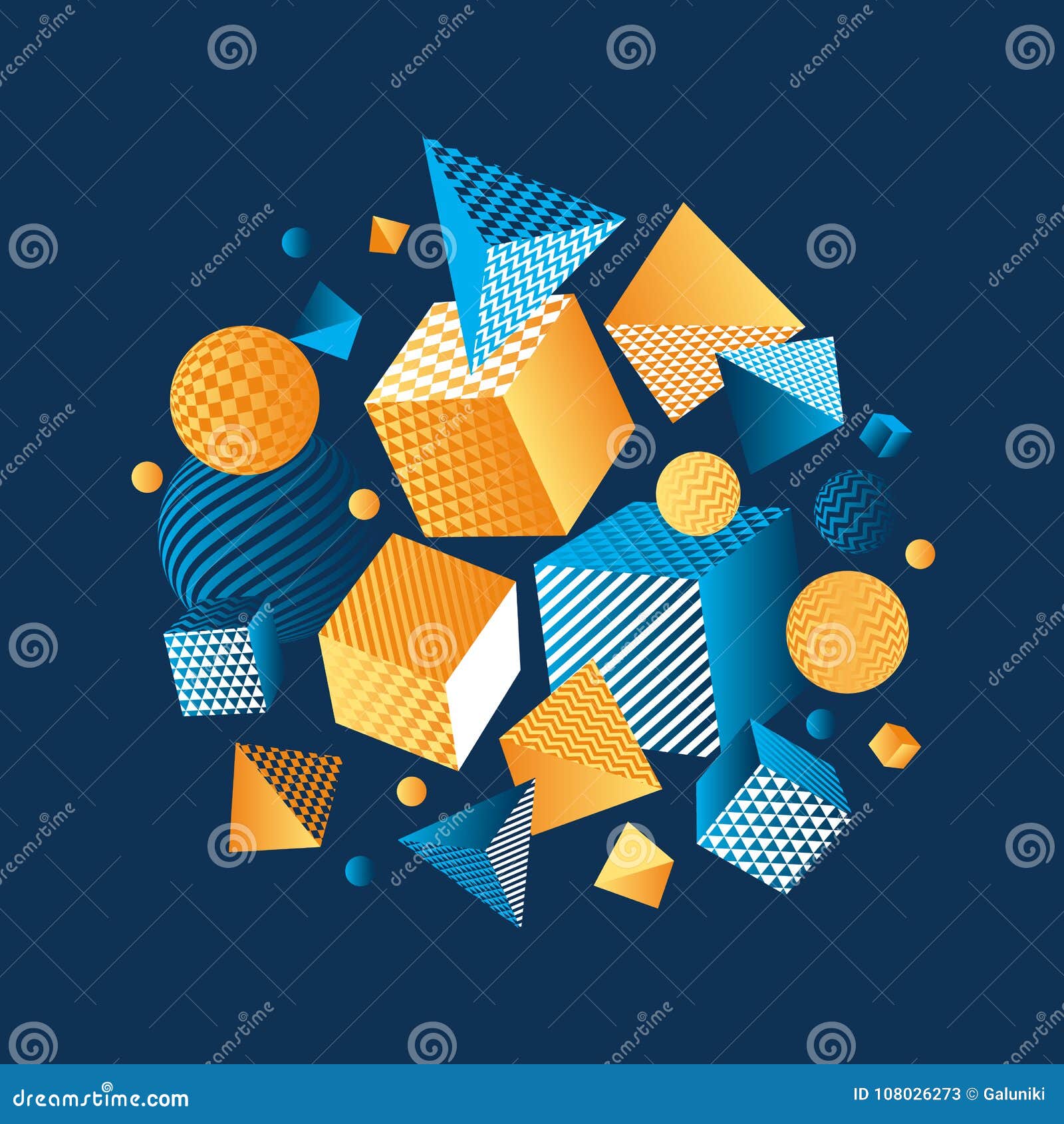 Concept Color 3d Geometric Composition Vector Illustration. Stock ...