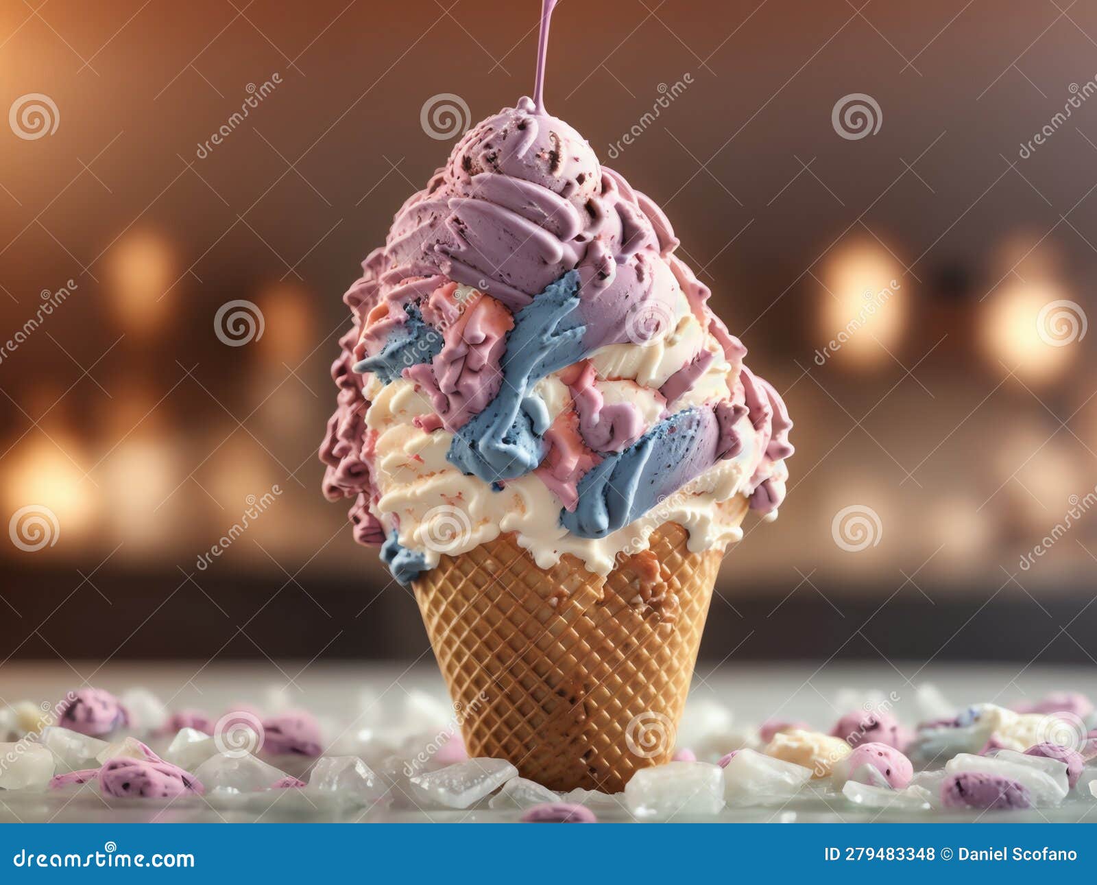 Colorful Wavy Ice Cream Background. Generative AI Stock Illustration ...