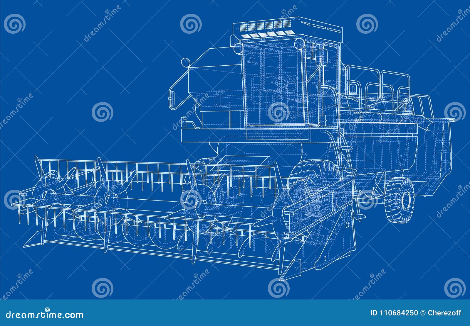Concept Combine-harvester. Vector Rendering of 3d Stock Vector ...