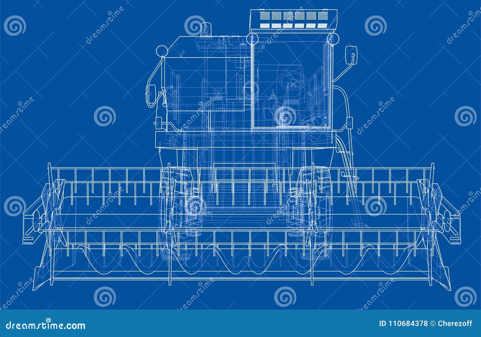 Concept Combine-harvester. Vector Rendering of 3d Stock Vector ...