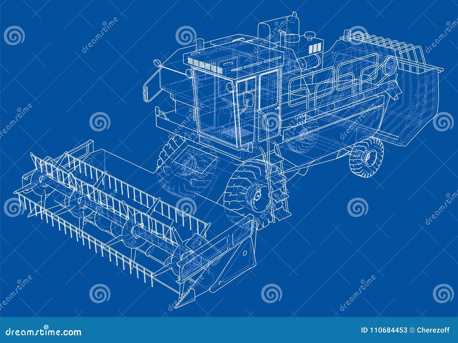 Concept Combine-harvester. Vector Rendering of 3d Stock Vector ...