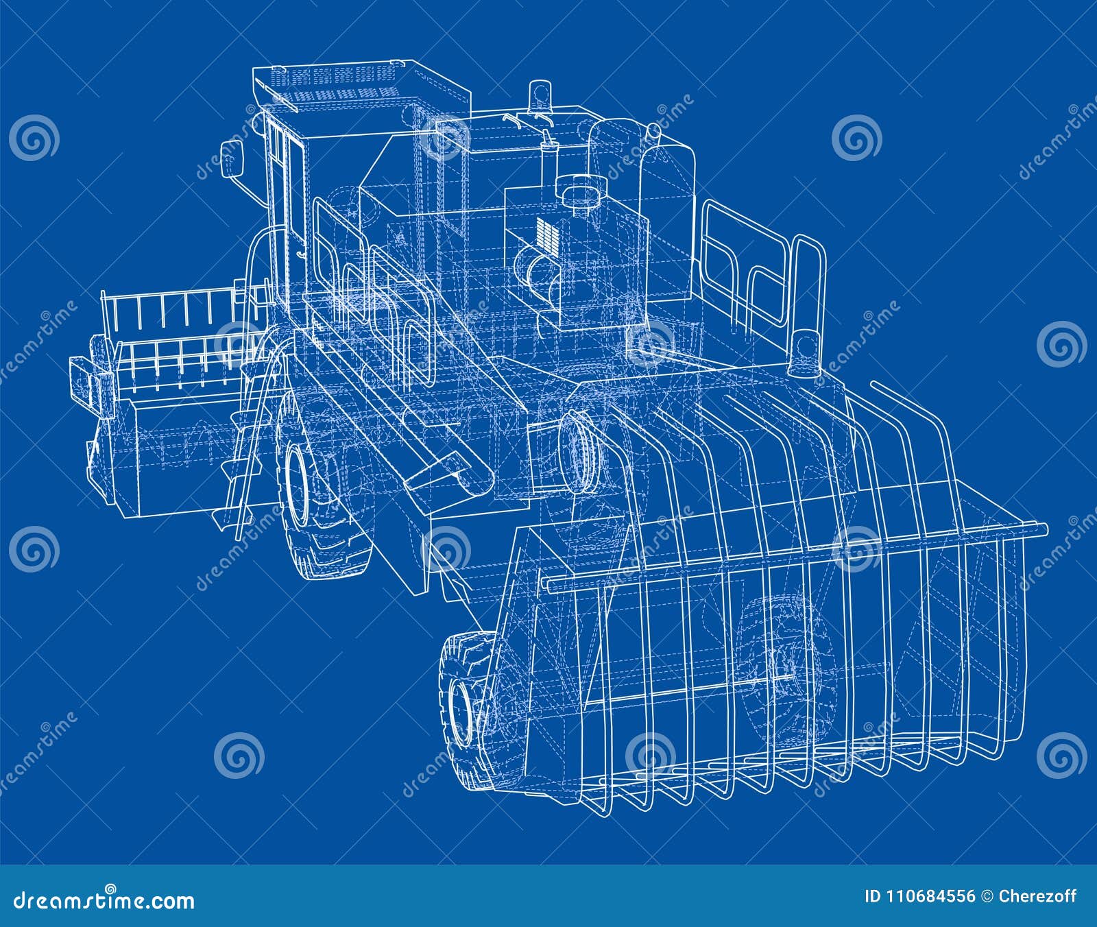 Concept Combine-harvester. Vector Rendering of 3d Stock Vector ...