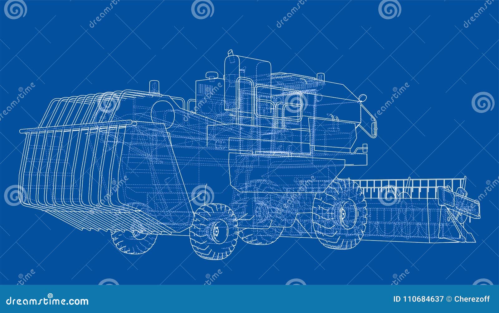 Concept Combine-harvester. Vector Rendering of 3d Stock Vector ...
