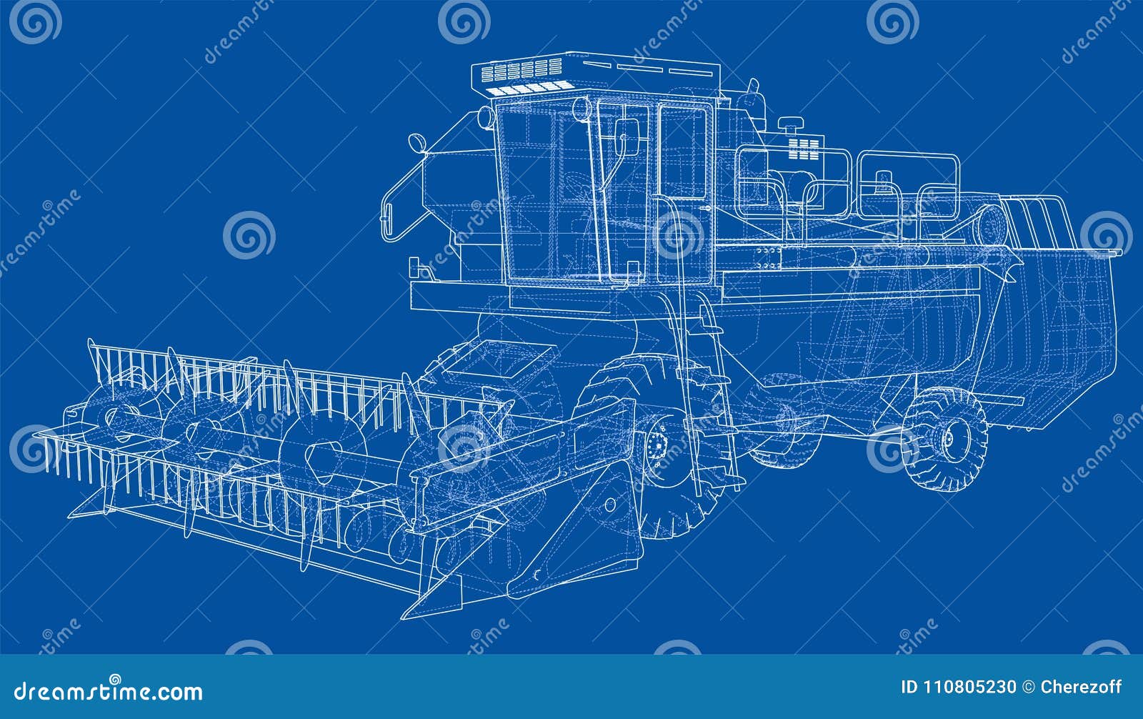 Combine Harvester Linear Icon. Modern Outline Combine Harvester Cartoon ...