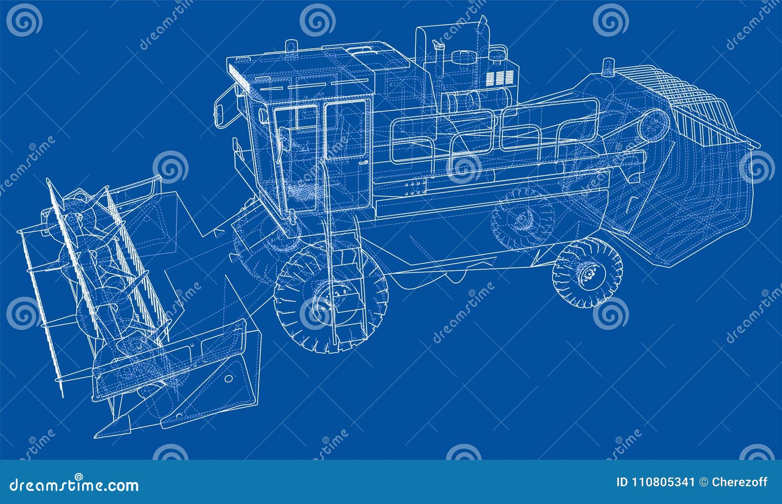 Concept Combine-harvester. Vector Rendering of 3d Stock Vector ...