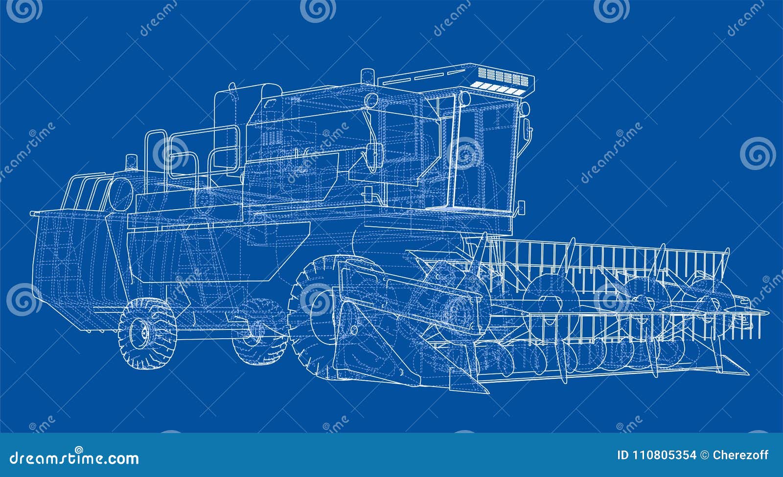 Concept Combine-harvester. Vector Rendering of 3d Stock Vector ...