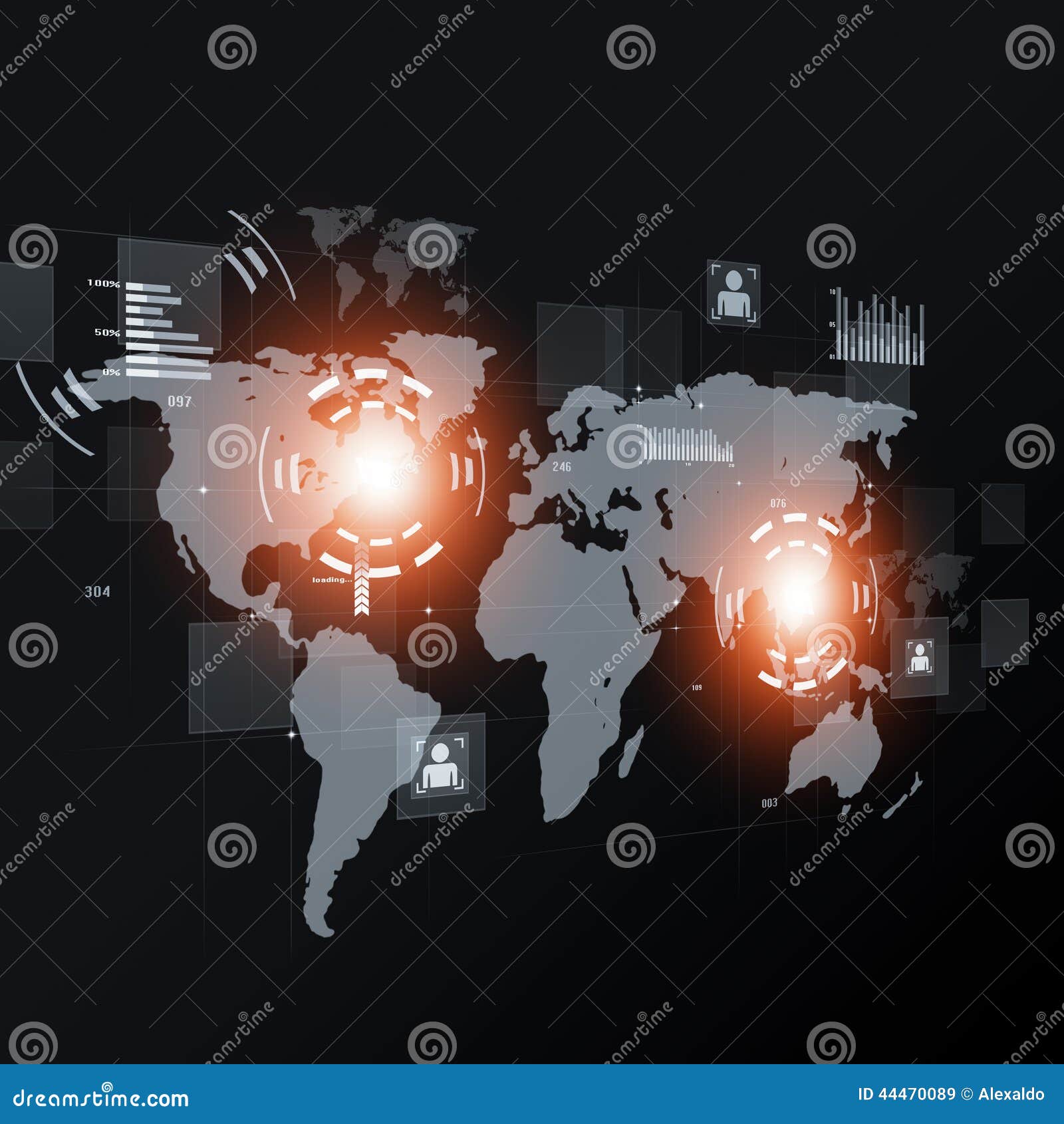 Concept Communication Black Background Stock Illustration ...