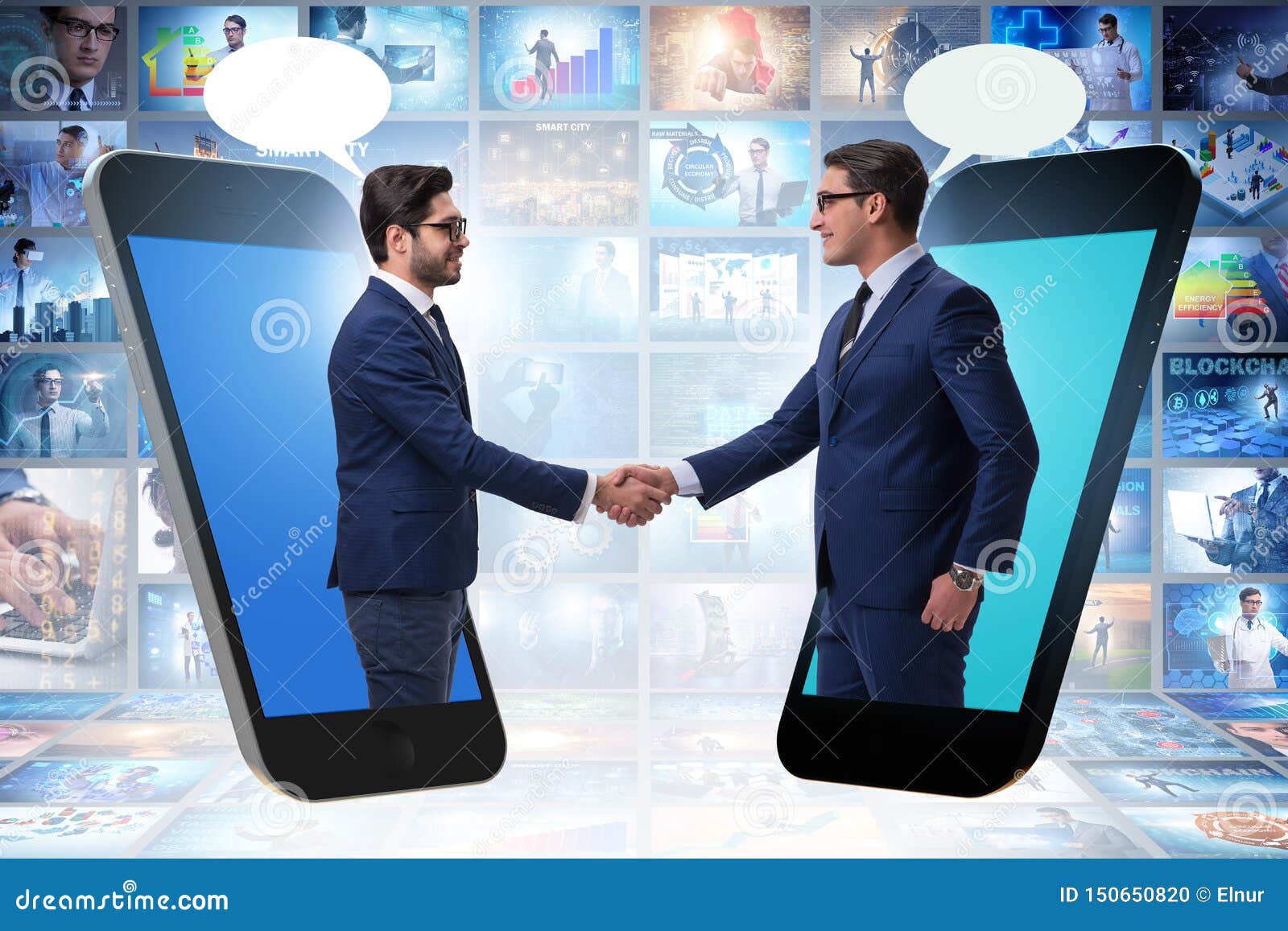 The Concept of Communication with Businessmen Handshaking Stock Photo ...