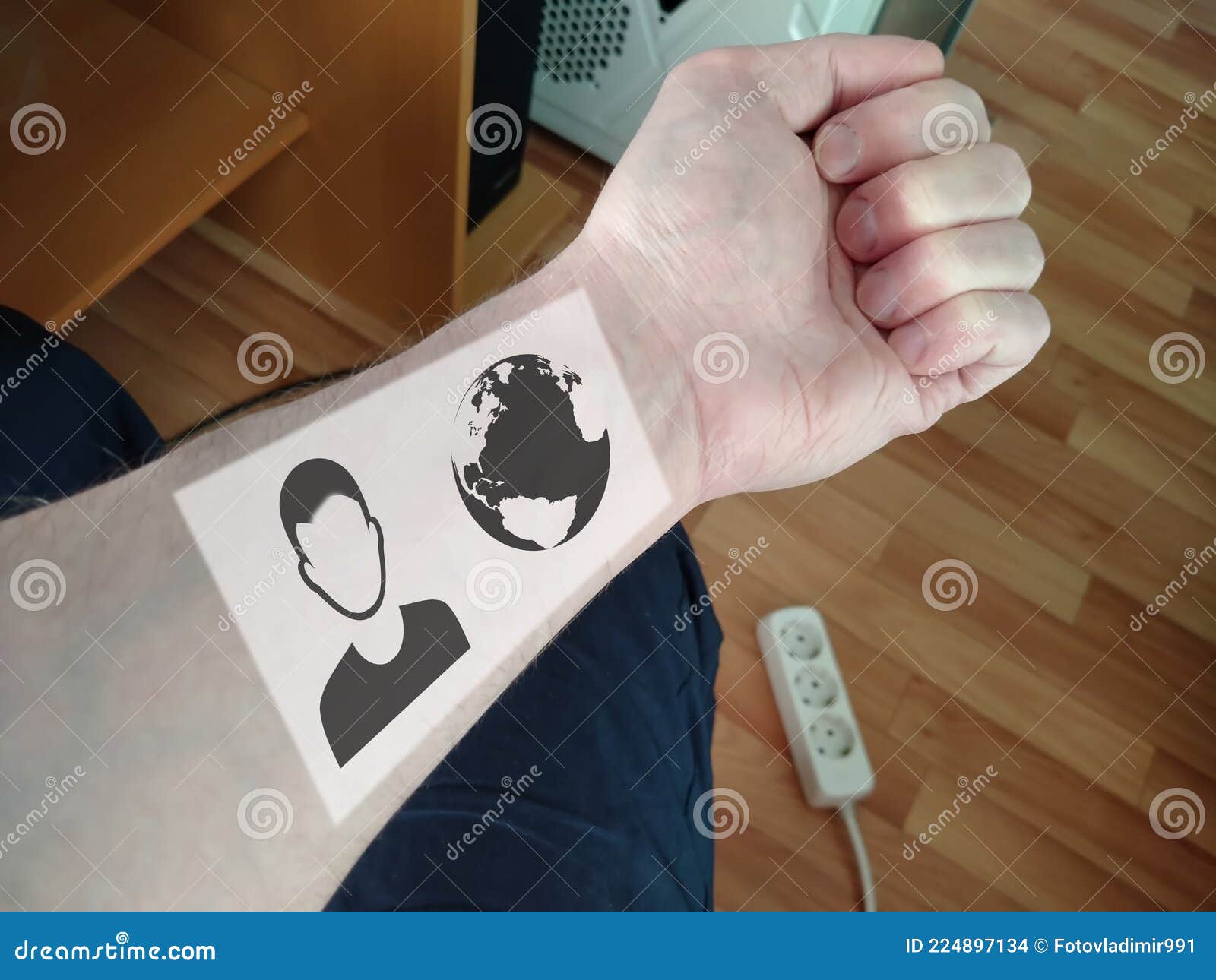 Concept of Communication of the Future by Hologram on the Wrist Stock ...