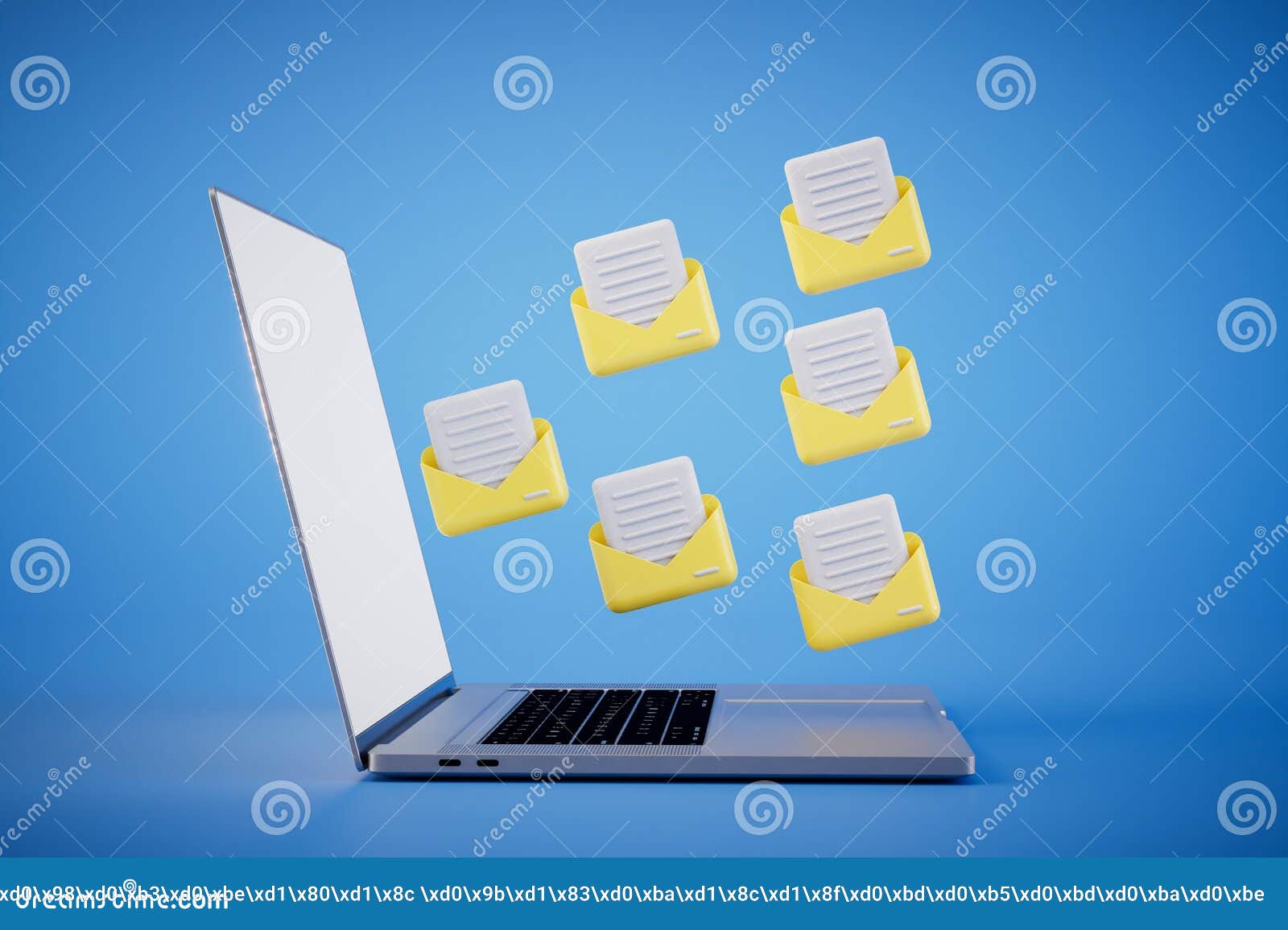 The Concept of Communication Via Emails. a Laptop and an Envelope with ...