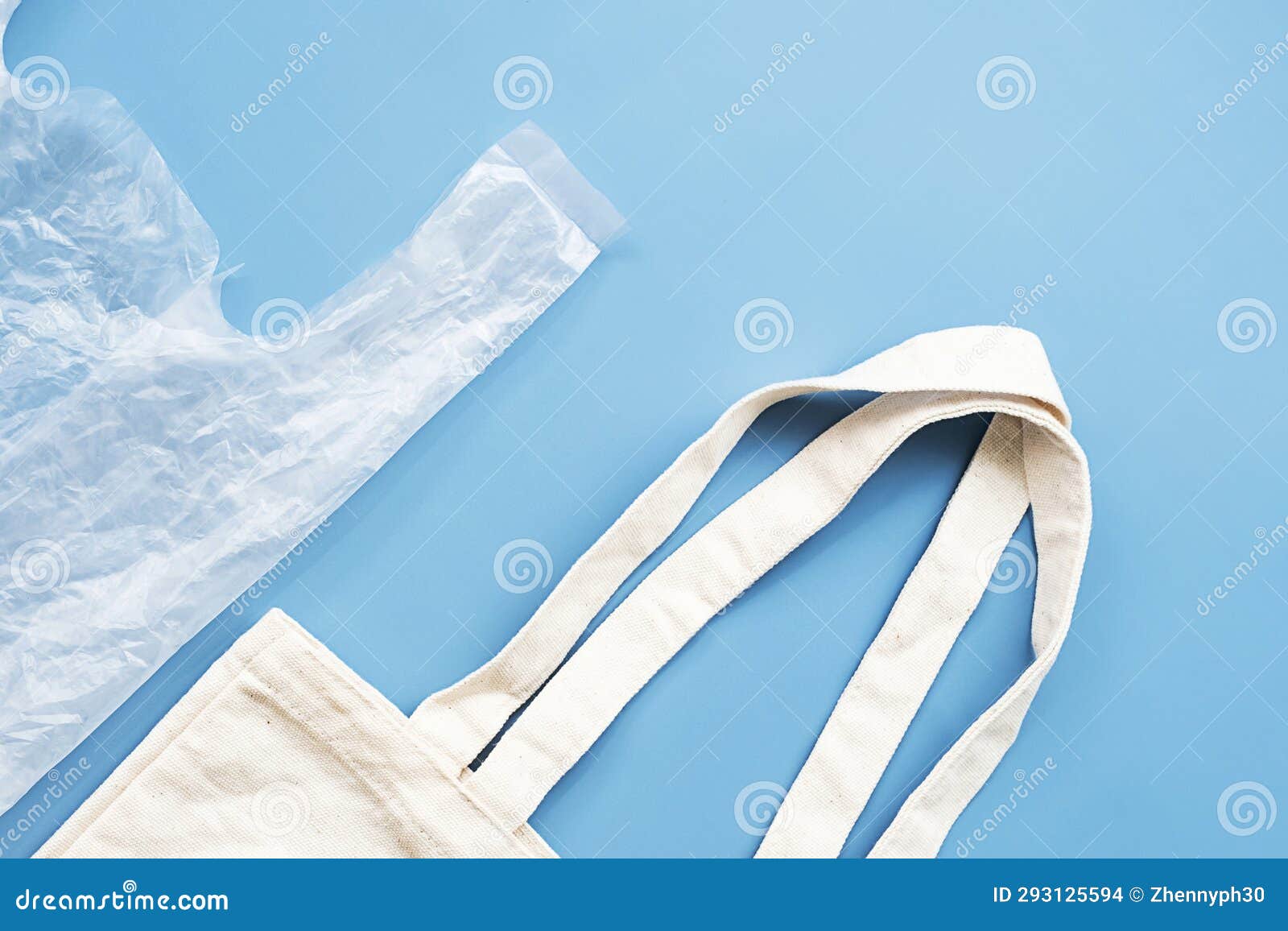 Concept of Comparison Reusable Textile Bag and Disposable Plastic ...