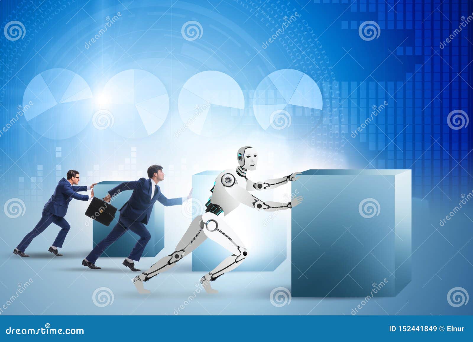 Concept of Competition between Robots and Humans Stock Image - Image of ...