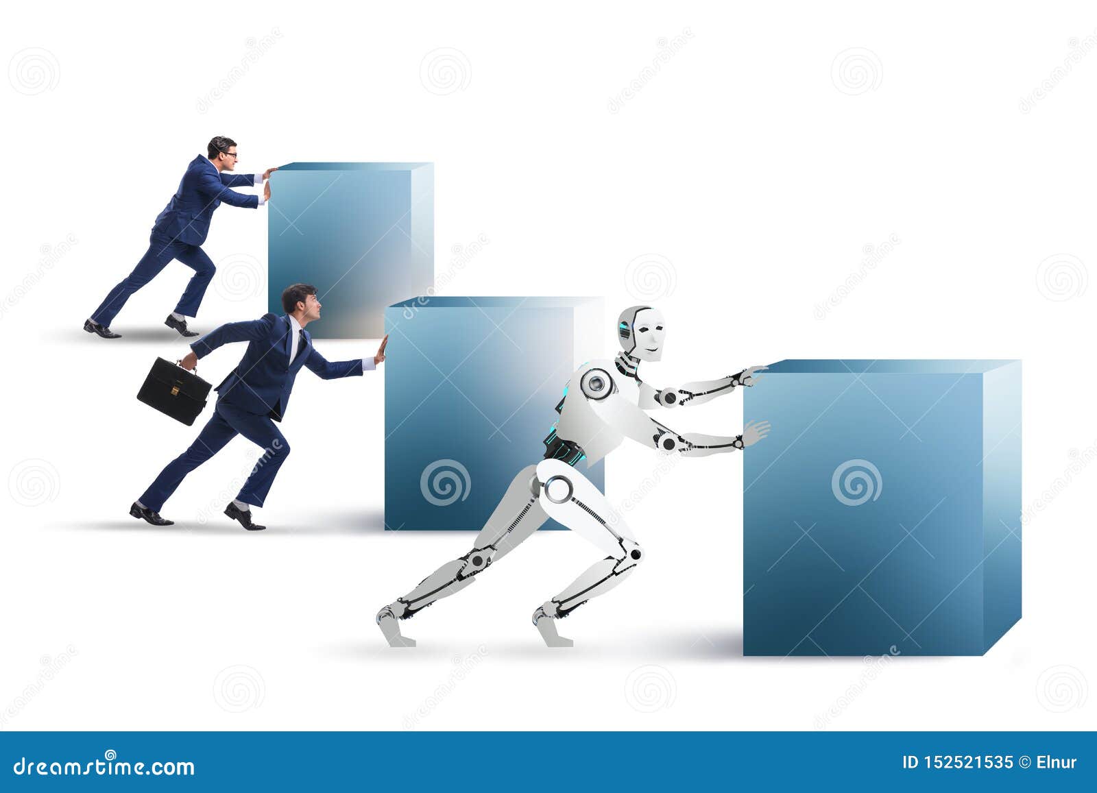 Concept of Competition between Robots and Humans Stock Image - Image of ...