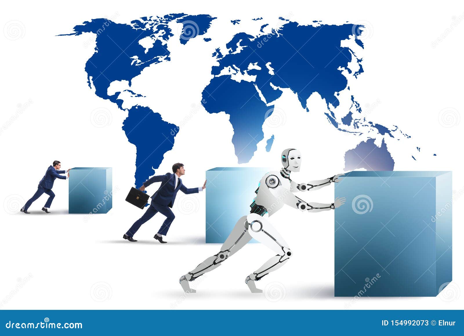 Concept of Competition between Robots and Humans Stock Image - Image of ...