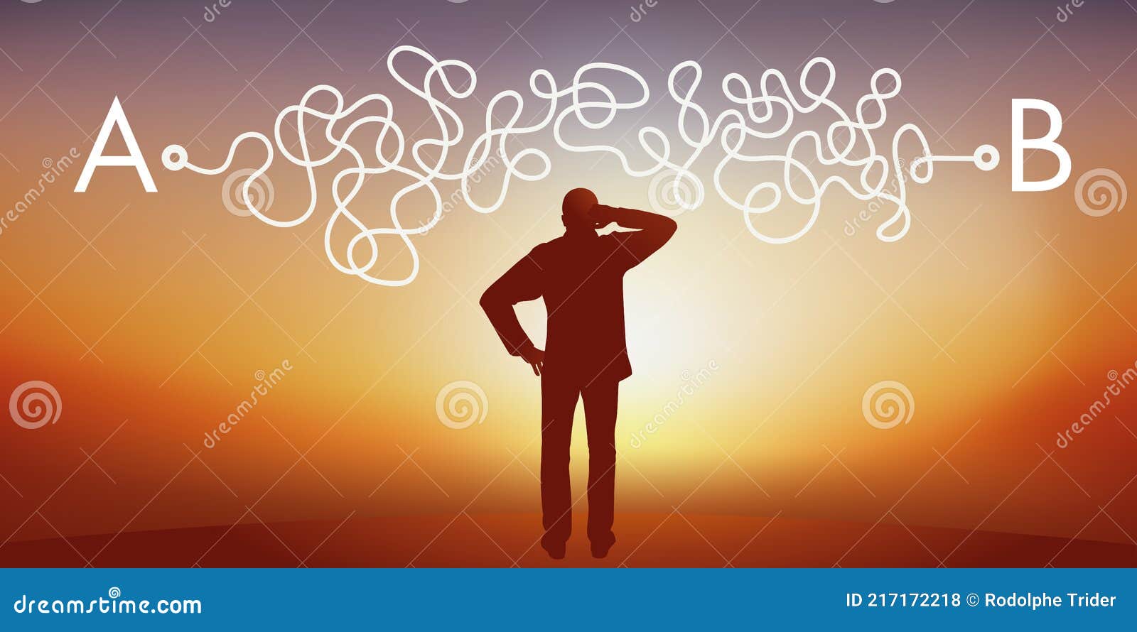 Problem and Search for a Solution To Go from Point a To Point B. Stock ...