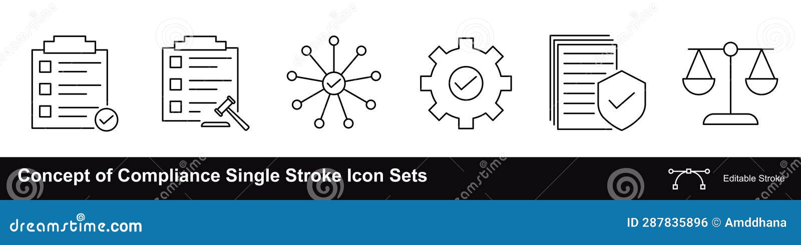 Concept of Compliance Security Editable Single Stroke Icon Stock ...