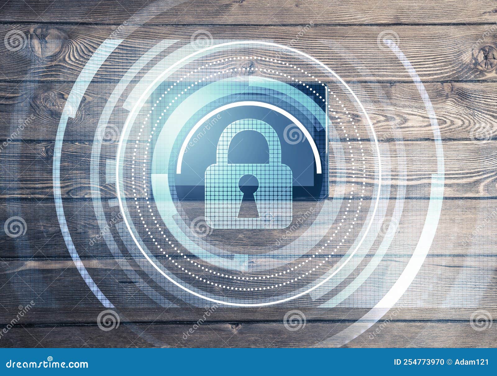 Concept of Computer Access with Media Lock Icon on Tablet Screen Stock ...