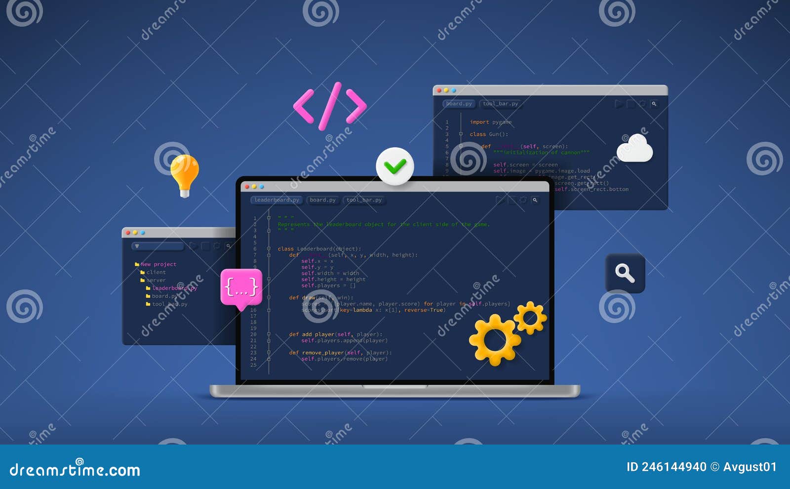 Concept Of Computer Programming Or Developing Software Or Game Stock Vector Illustration Of