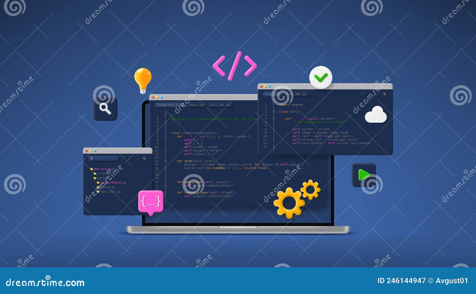 Concept Of Computer Programming Or Developing Software Or Game Stock Vector Illustration Of