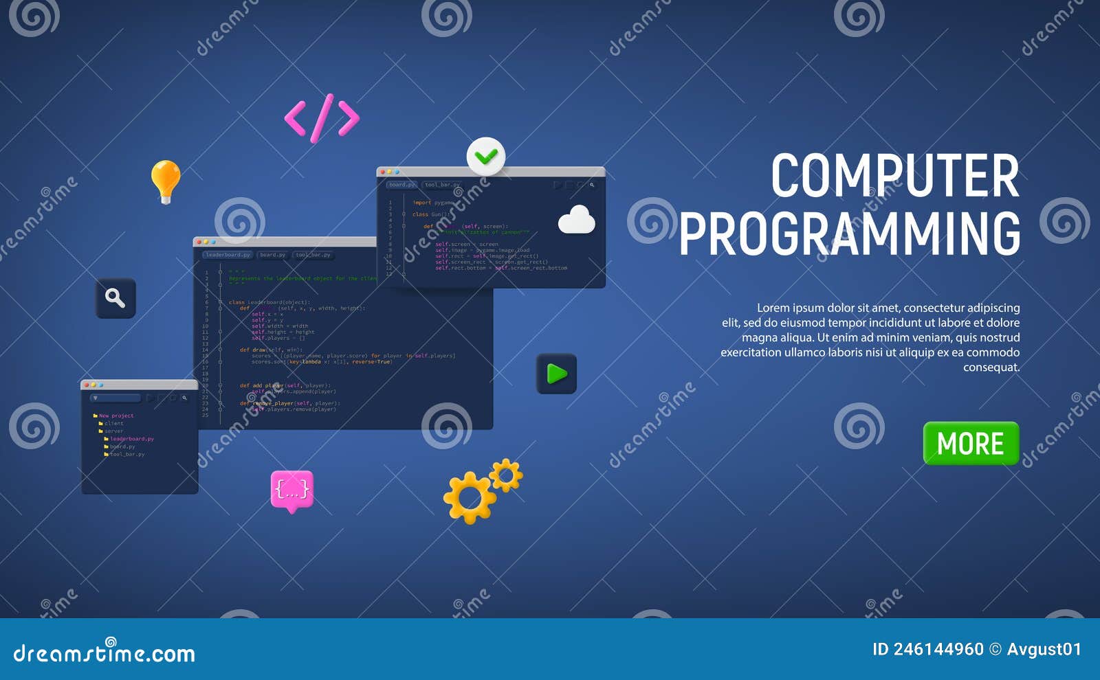 Concept Of Computer Programming Or Developing Software Or Game Stock