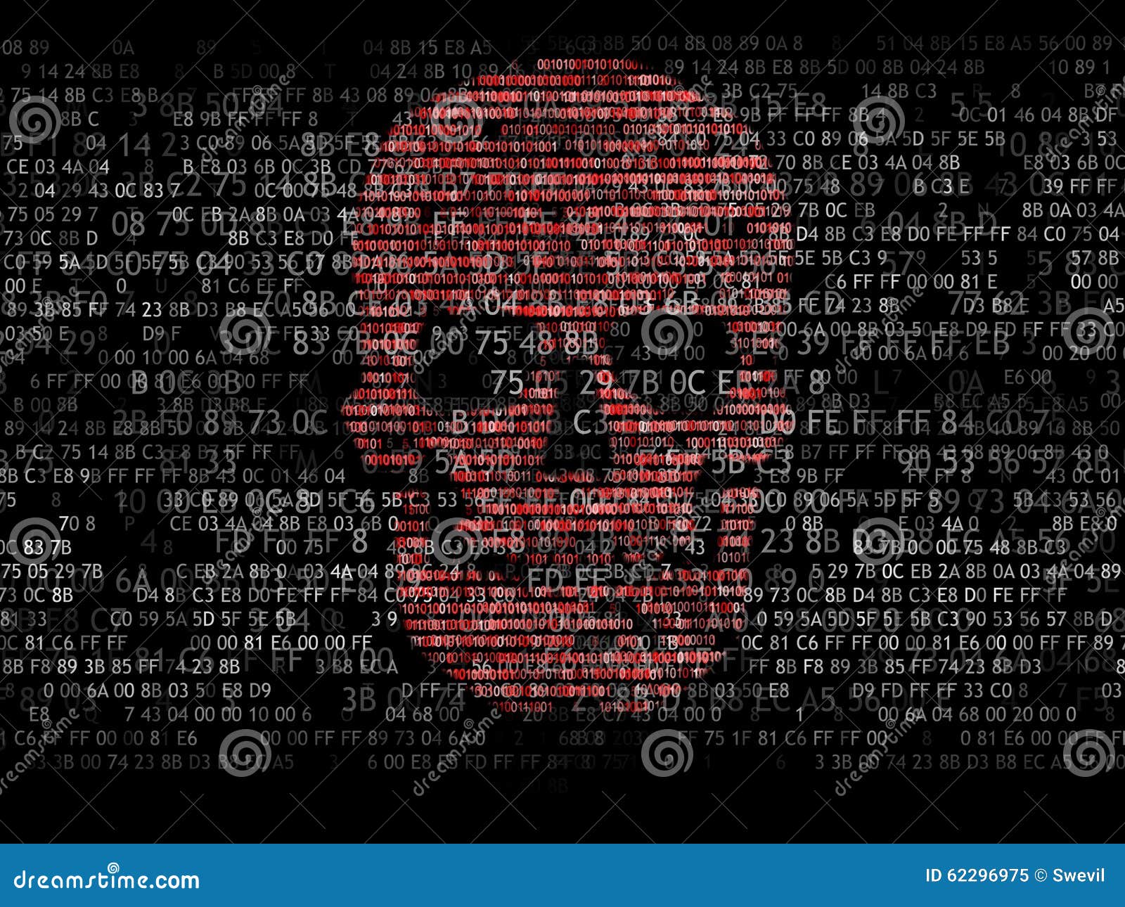 Concept of Computer Security. the Skull of the Hexadecimal Code. Pirate ...