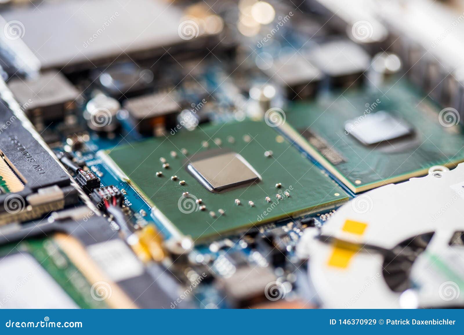 Concept of Computer Technology: Close Up of a Computer Chip on a ...