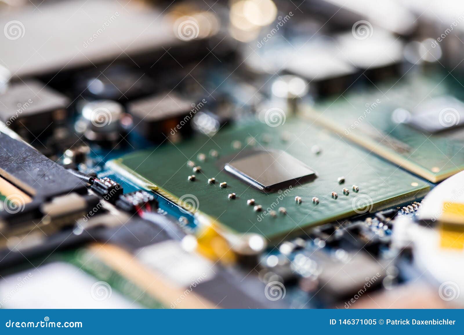 Concept of Computer Technology: Close Up of a Computer Chip on a ...