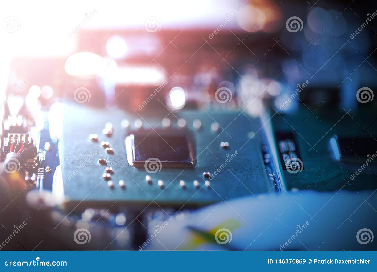 Concept of Computer Technology: Close Up of a Computer Chip on a ...